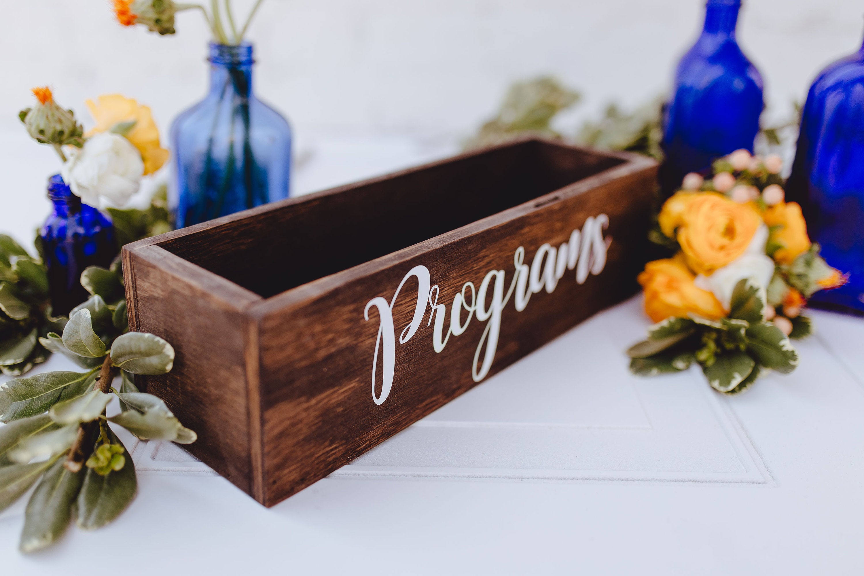 Programs Box, Wood Programs Box, Wood Programs Holder, Wedding Programs ...