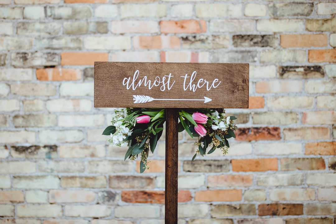 Almost There Directional Arrow Sign With Stake, Rustic Woodland Wedding ...