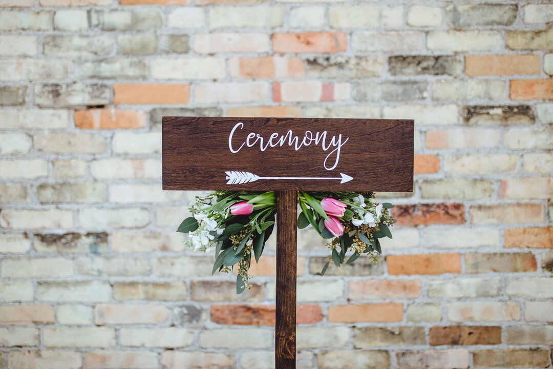 Ceremony Rustic Wood Wedding Arrow With Stake, Rustic Wedding Wood Sign ...