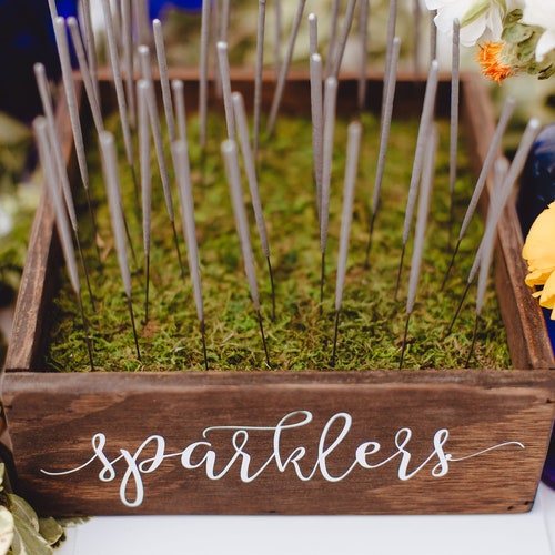 Wedding Sparklers Box Barn Wood Sparklers Moss Box Woodland - Etsy