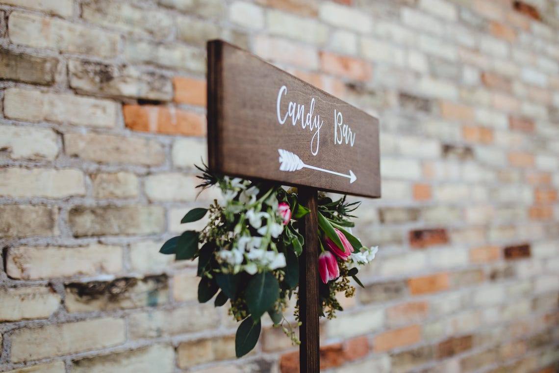 Wedding Candy Bar Directional Arrow Sign Rustic Woodland | Etsy