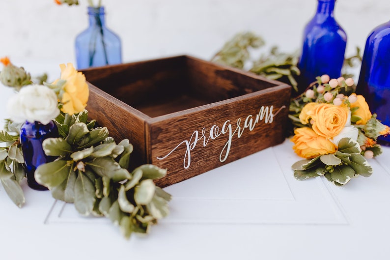 Programs Box, Wood Programs Box, Wood Programs Holder, Wedding Programs ...