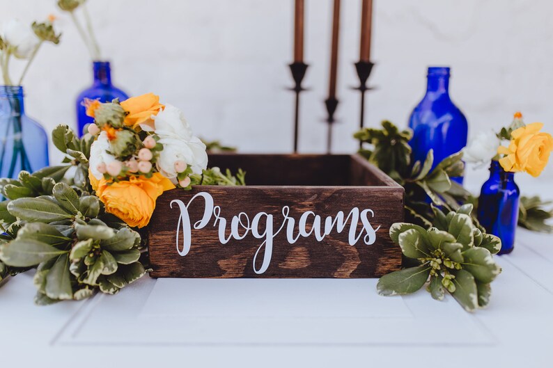 Programs Box, Wood Programs Box, Wood Programs Holder, Wedding Programs ...