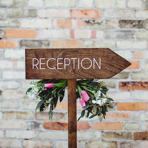 Reception Arrow Sign With Stake, Wedding Reception Rustic Wood Arrow ...