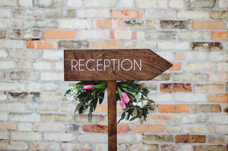 Reception Arrow Sign With Stake Wedding Reception Rustic Wood - Etsy