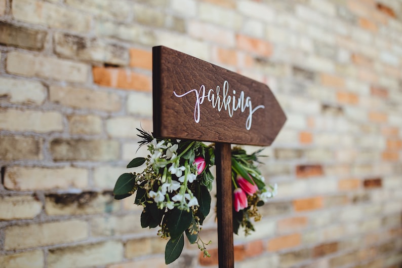 Wedding Parking Directional Arrow Sign, Rustic Woodland Wedding Sign ...