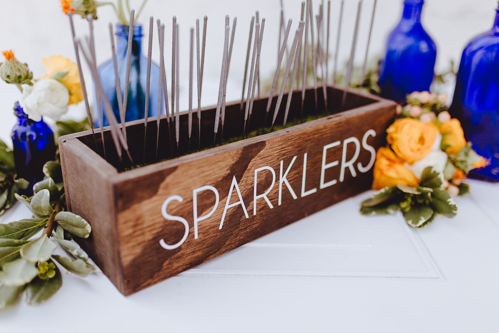 Wedding Sparklers Box Barn Wood Sparklers Moss Box Woodland | Etsy