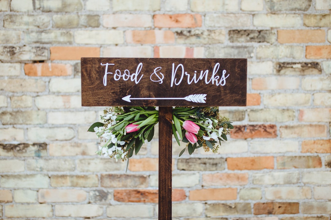 Food and Drinks Directional Arrow Sign With Stake, Wedding Arrow for ...