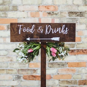 Food and Drinks Directional Arrow Sign With Stake, Wedding Arrow for ...