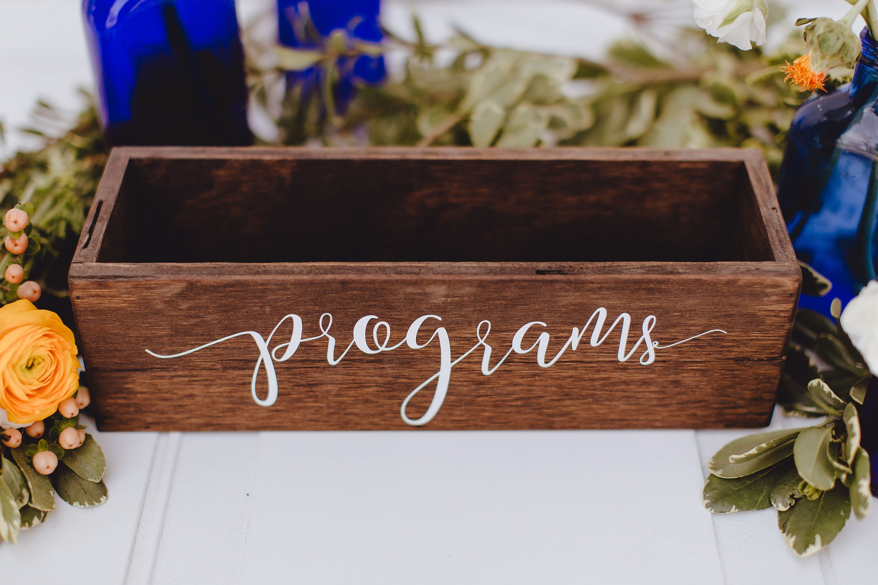 Programs Box, Wood Programs Box, Wood Programs Holder, Wedding Programs ...