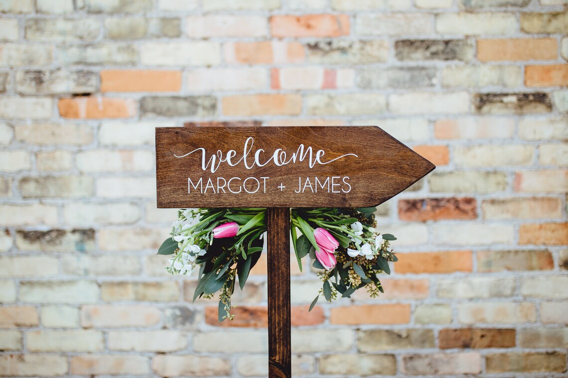 Personalized Welcome Wedding Rustic Wood Wedding Arrow With Stake ...