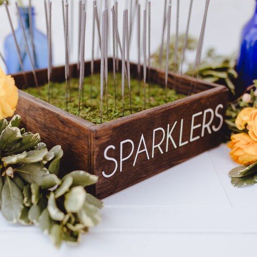 Wedding Sparklers Box Barn Wood Sparklers Moss Box Woodland | Etsy