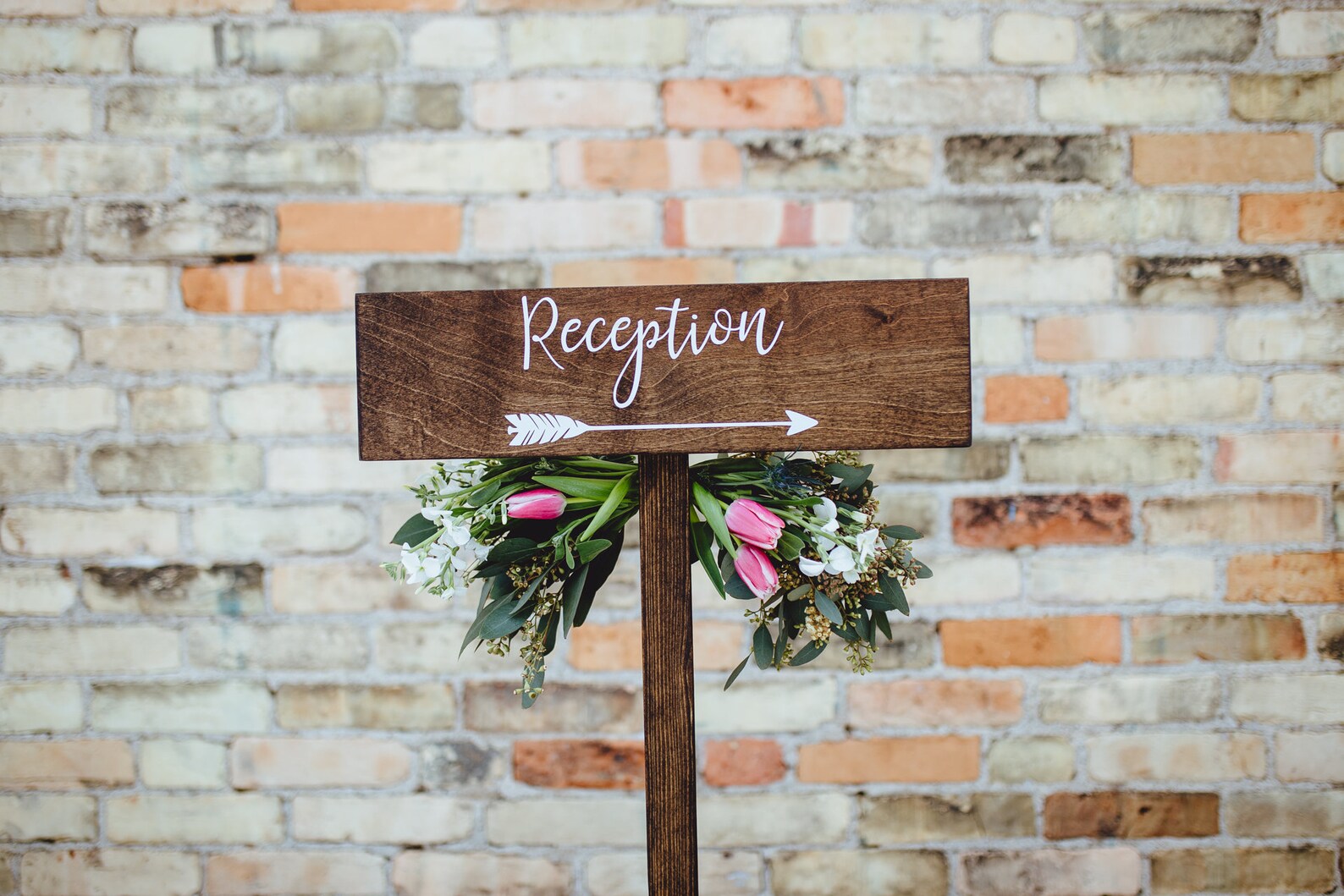 Reception Arrow Sign With Stake Wedding Reception Rustic Wood | Etsy