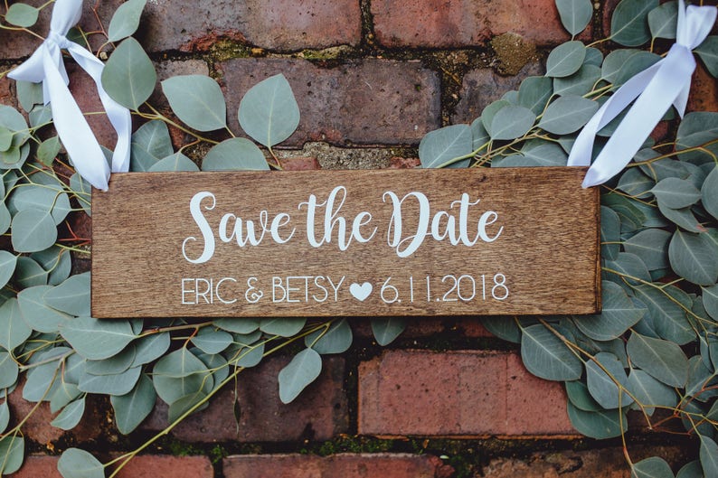 Save the Date Wedding Rustic Sign, Photo Prop Wedding Date Woodland ...