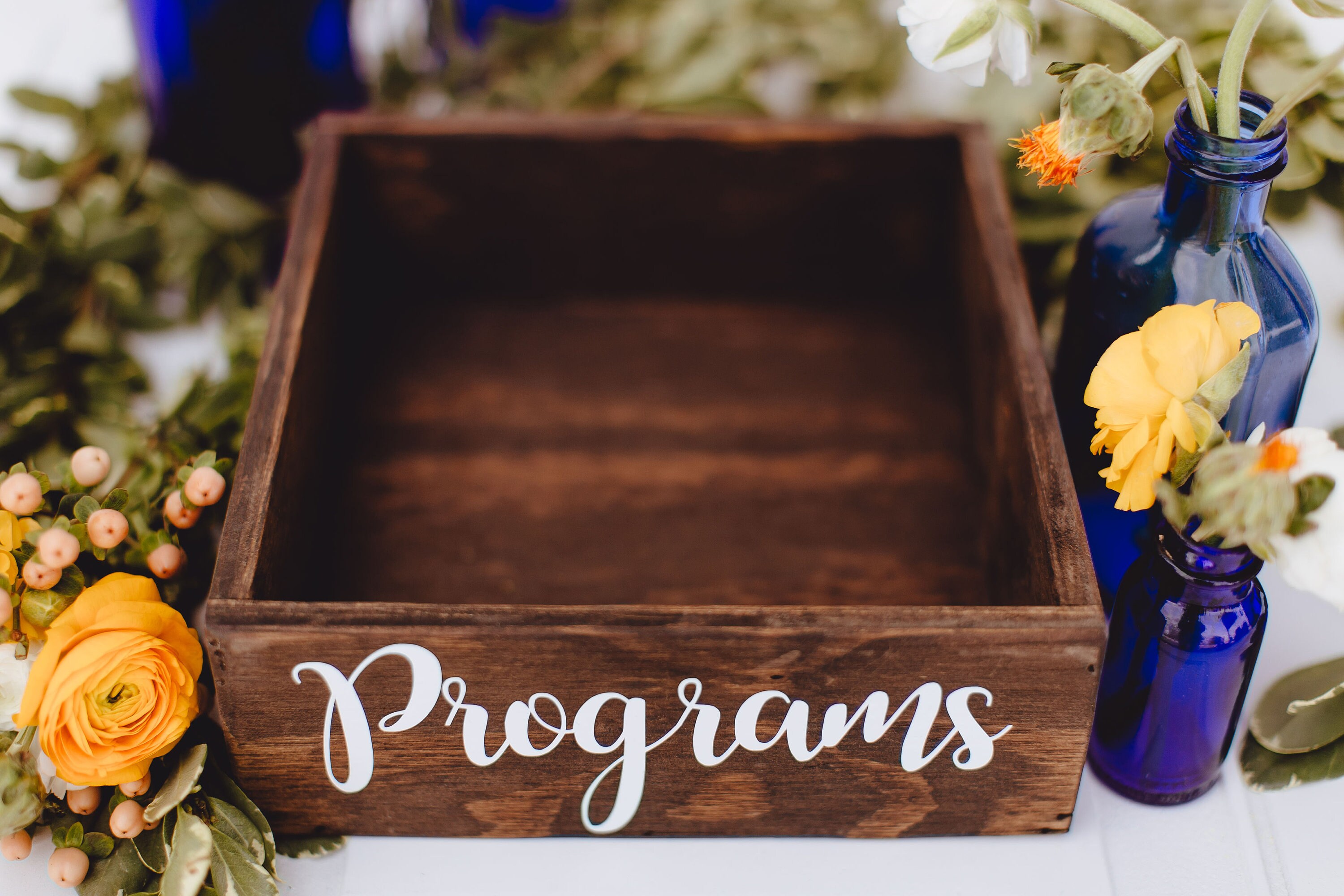 Programs Box, Wood Programs Box, Wood Programs Holder, Wedding Programs ...