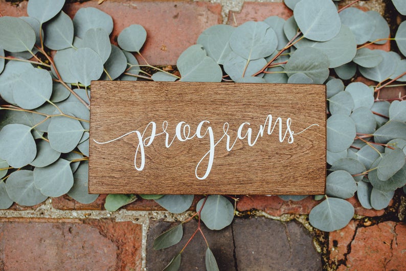 Programs Rustic Wedding Sign Rustic Wedding Programs Sign - Etsy