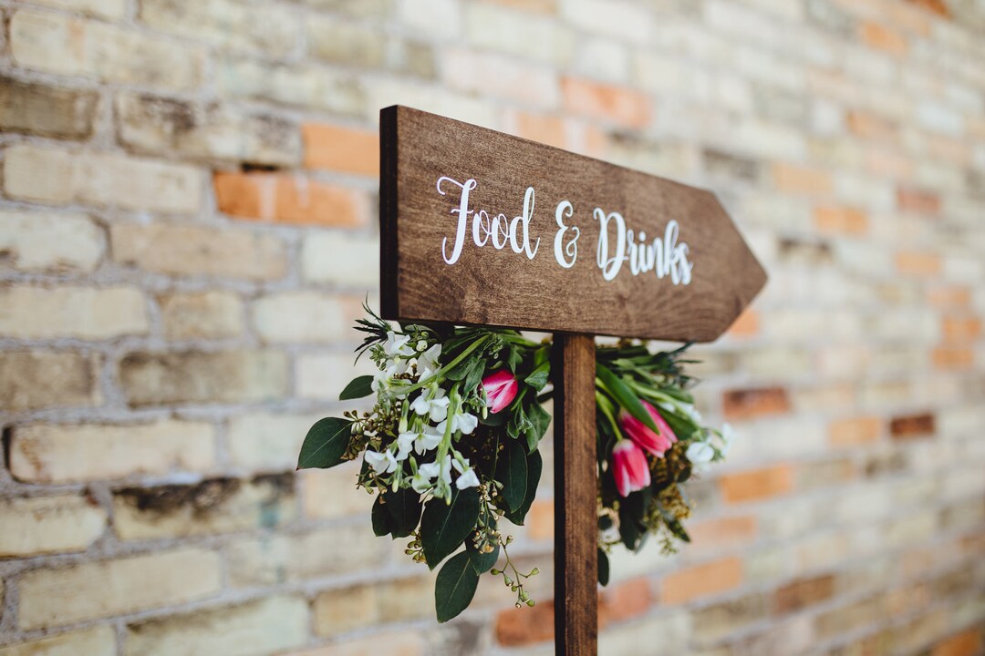 Food and Drinks Directional Arrow Sign With Stake, Wedding Arrow for ...