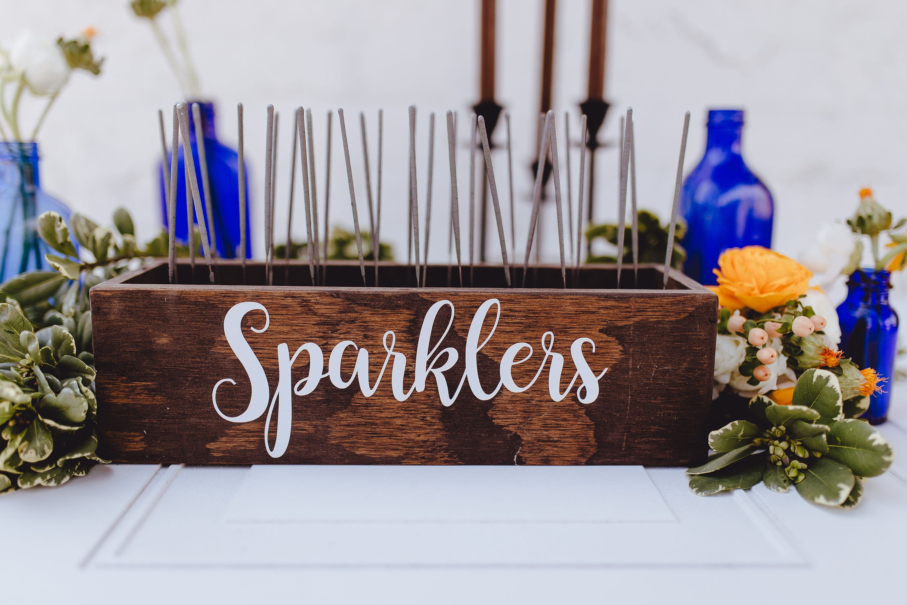 Wedding Sparklers Box Barn Wood Sparklers Moss Box Woodland | Etsy