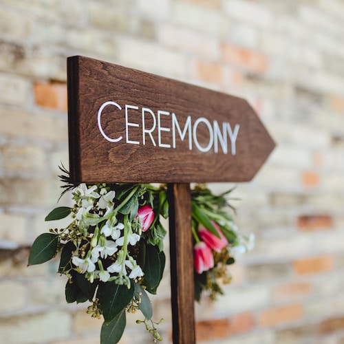 Reception Arrow Sign With Stake Wedding Reception Rustic Wood - Etsy