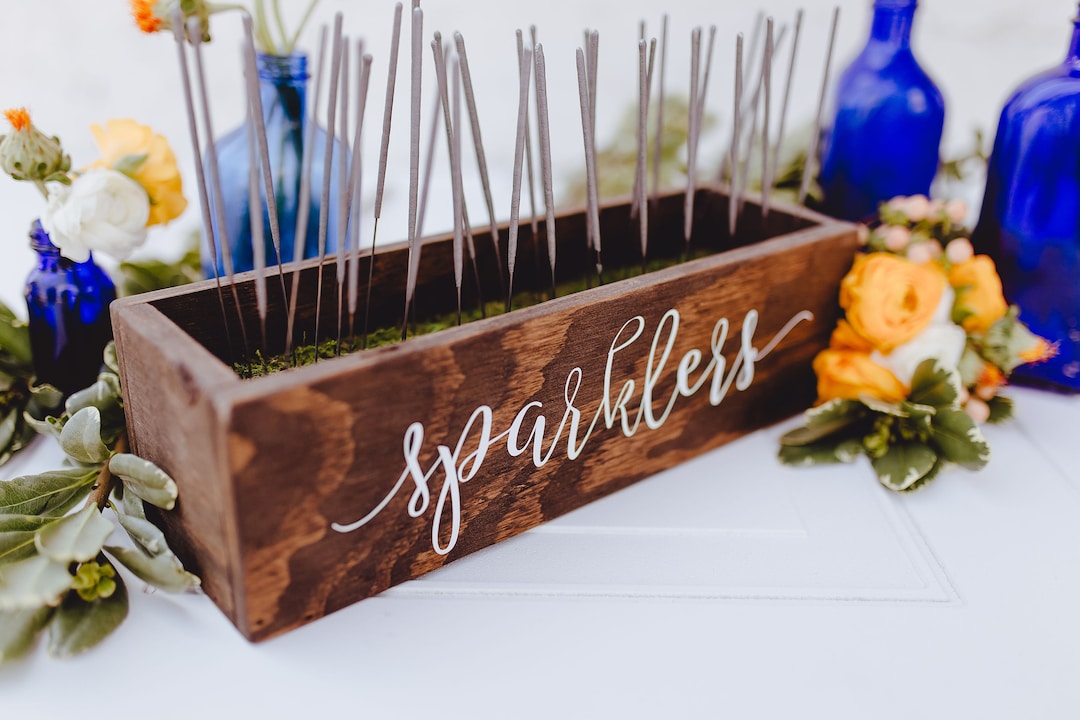 Wedding Sparklers Box, Barn Wood Sparklers Moss Box, Woodland Forest ...
