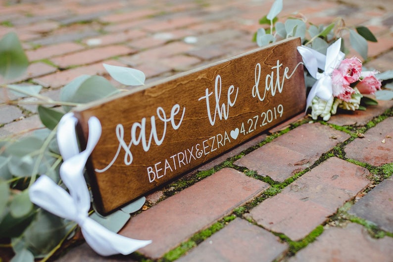 Save the Date Wedding Rustic Sign, Photo Prop Wedding Date Woodland ...