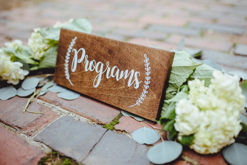 Programs Rustic Wedding Sign, Rustic Wedding Programs Sign, Rustic Wood ...