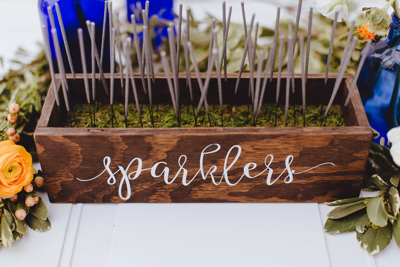 Wedding Sparklers Box Barn Wood Sparklers Moss Box Woodland - Etsy