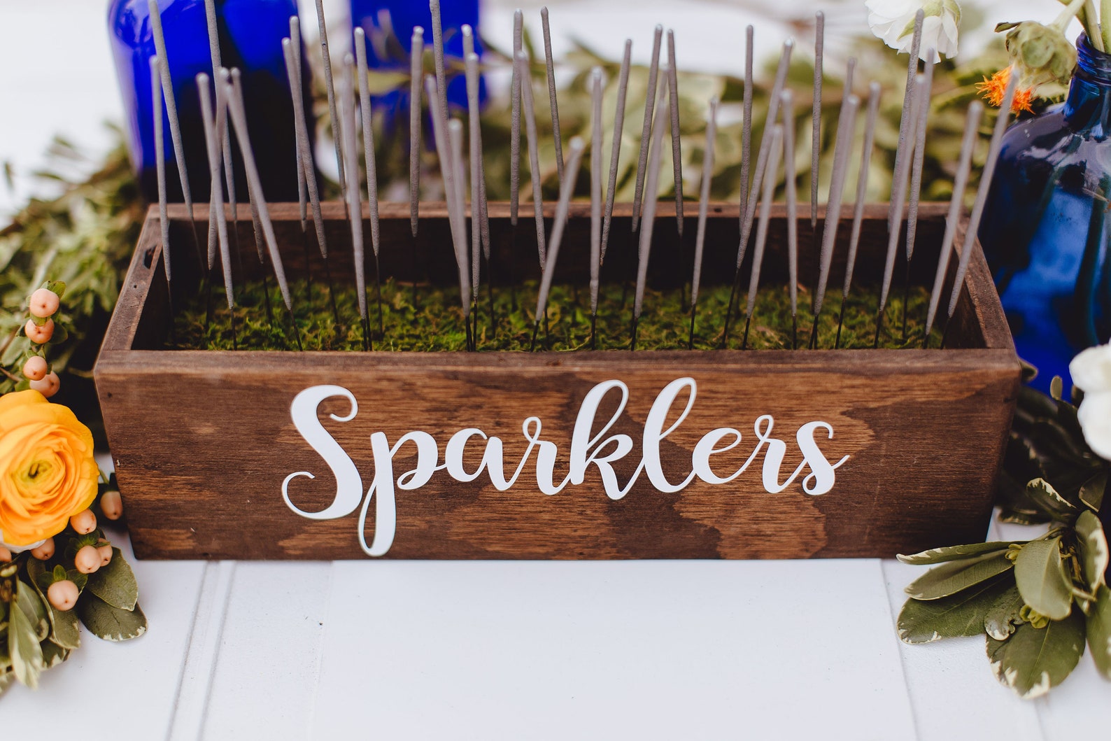 Wedding Sparklers Box Barn Wood Sparklers Moss Box Woodland - Etsy