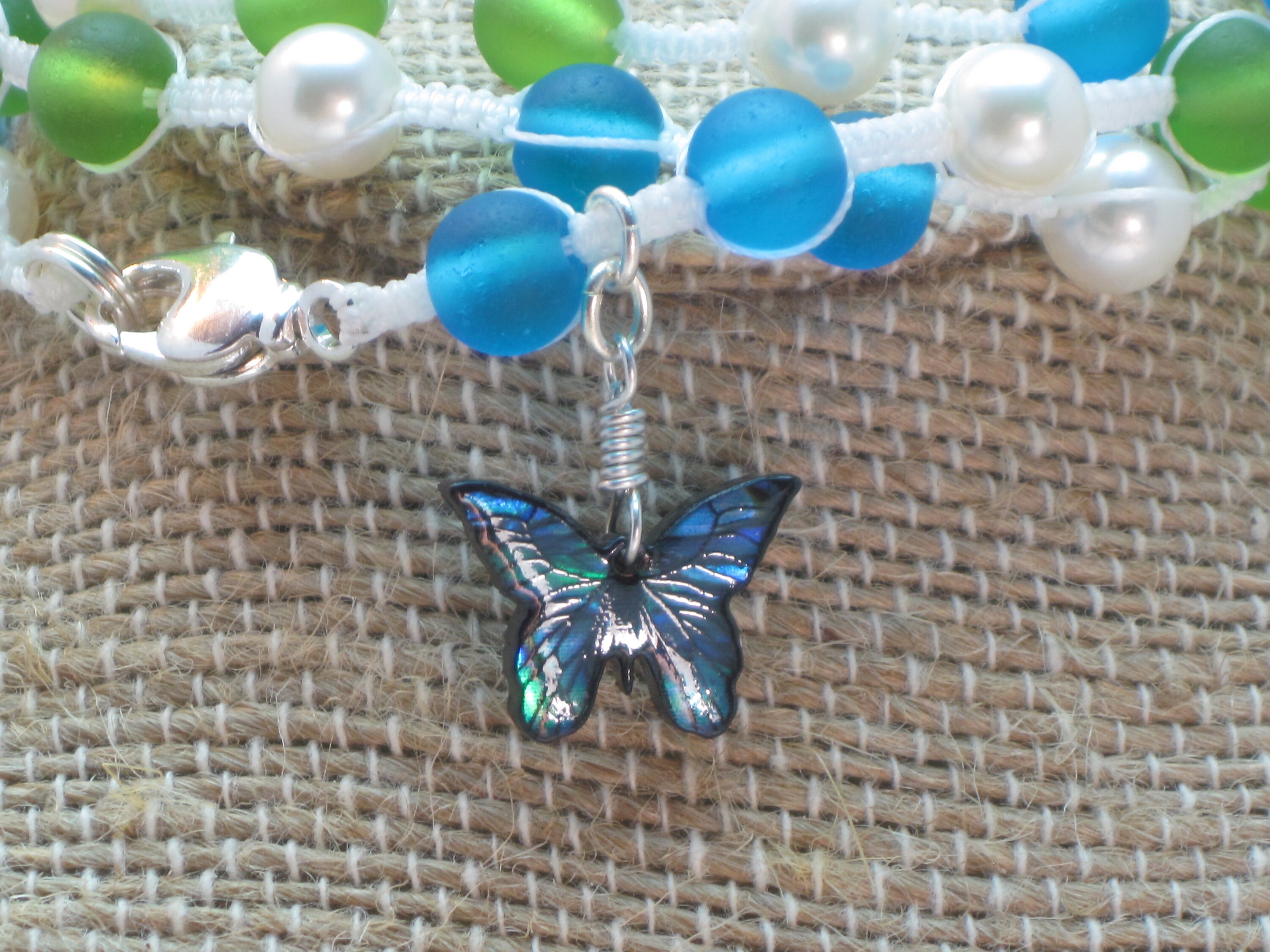 Macrame Paua Abalone Shell Butterfly Pearl Wrap Bracelet | Etsy