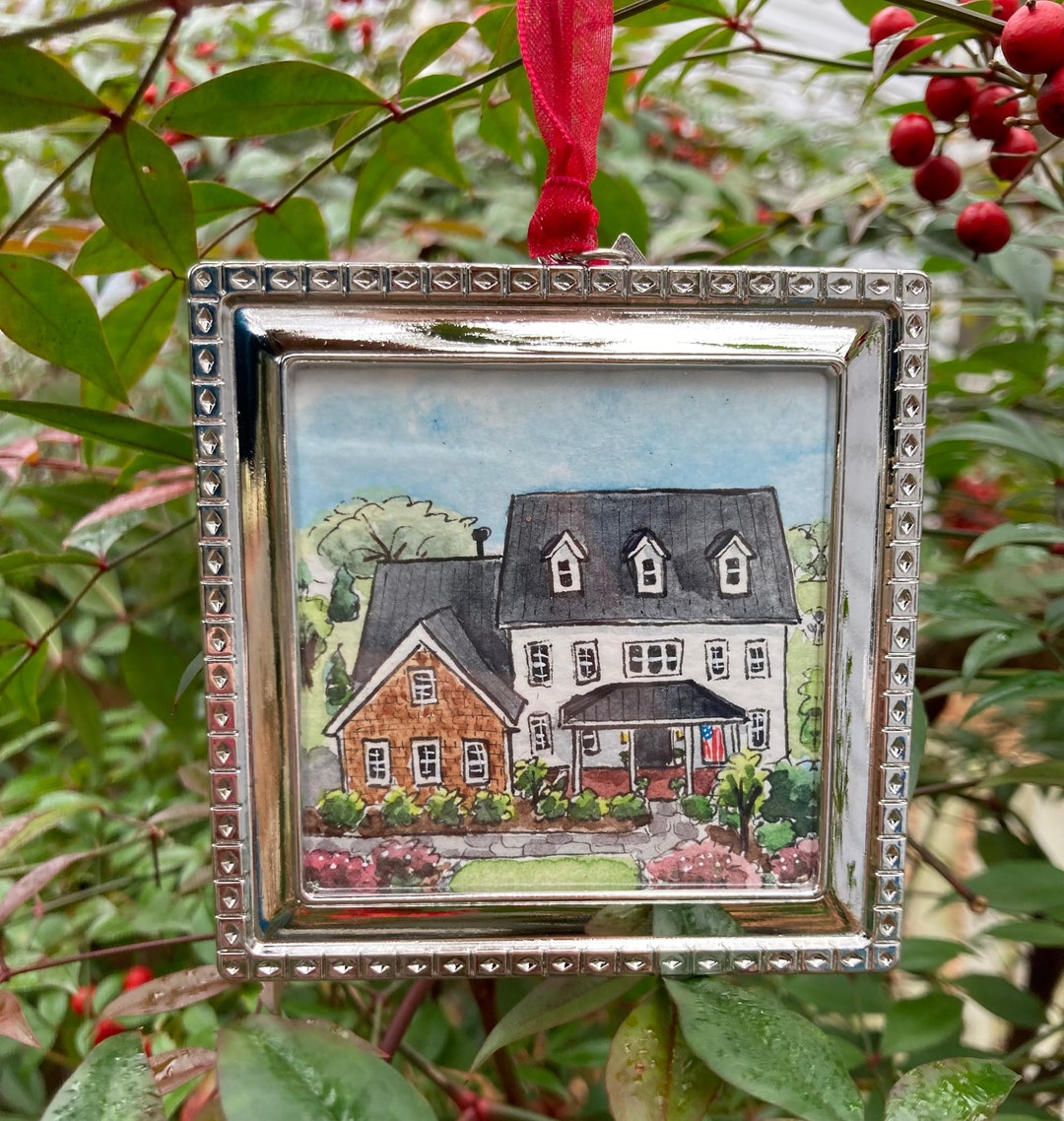 Hand Painted House Portrait Ornament - Etsy