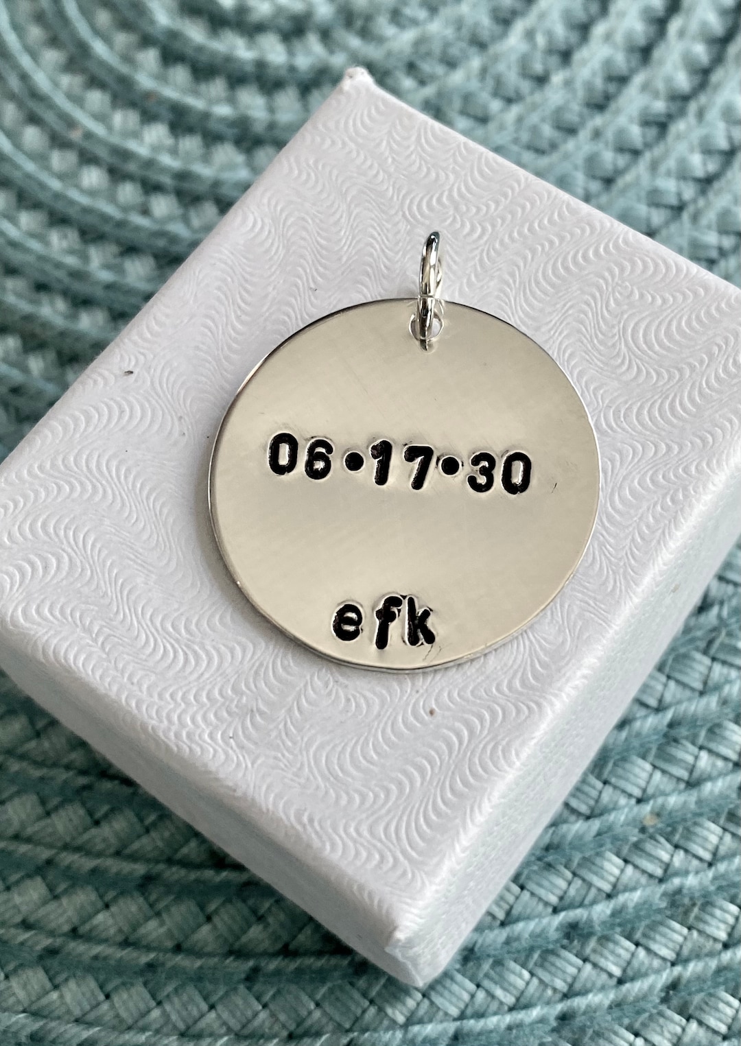 Personalized Name Date Charm-hand Stamped- Sterling Silver Name Charm ...