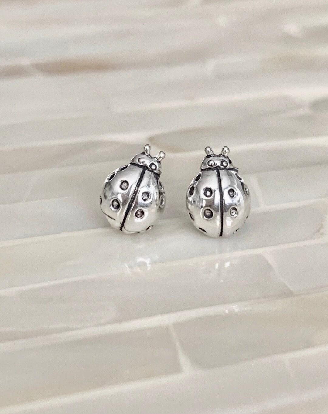 Lady Bug Earrings- Sterling Silver- Stud Earrings- Ladybug Jewelry ...