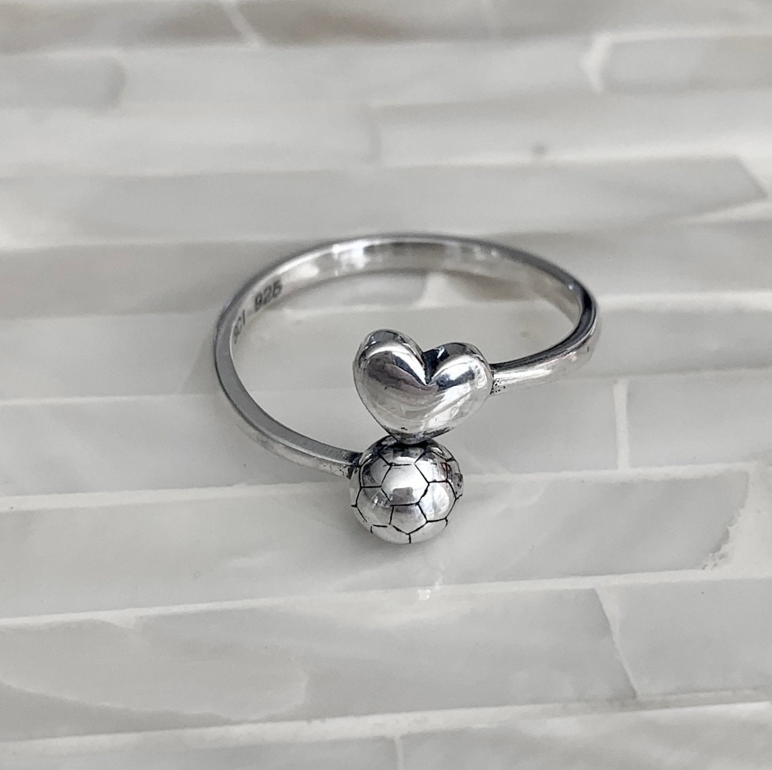 Soccer Ring- I Love Soccer- Soccer Jewelry- Sterling Silver- Soccer ...