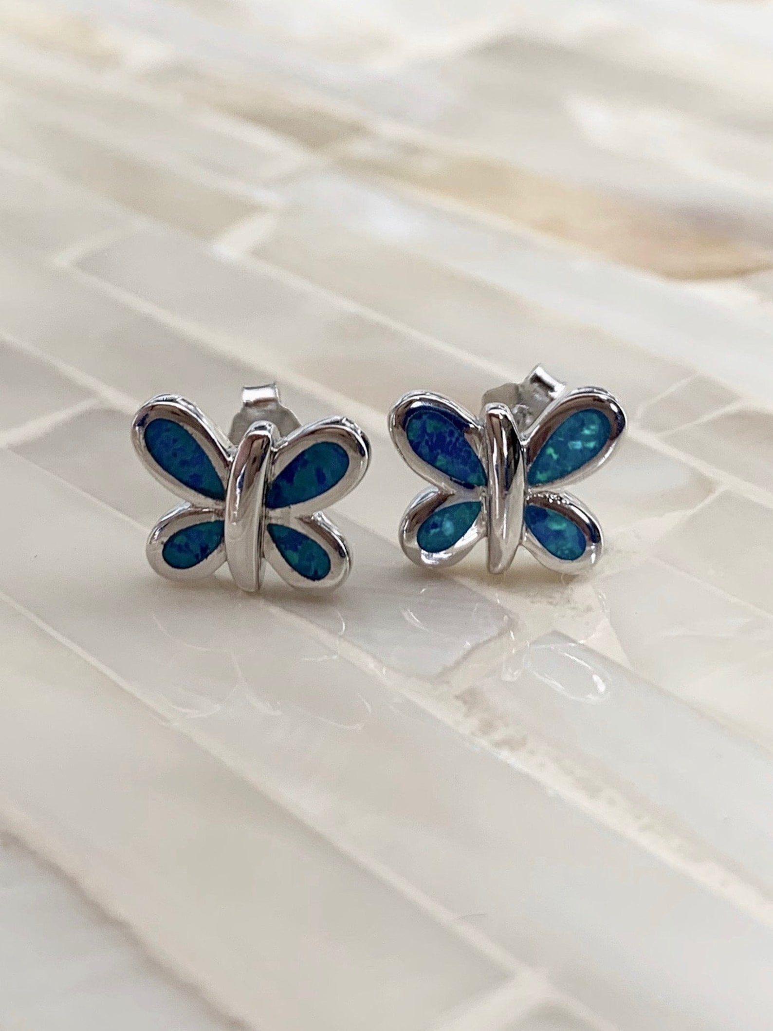Butterfly Earrings Blue Butterfly Earrings Sterling Silver - Etsy