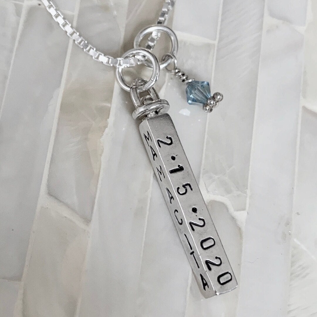 Mother's Baby Name-necklace- Push Present-weight- Birthdate - Kids Name ...