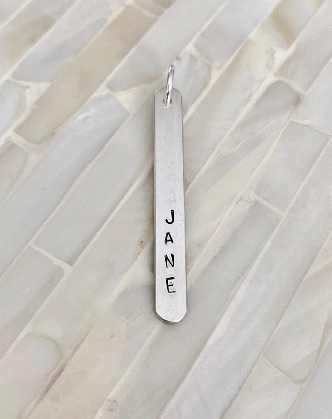 Personalized Name Bar - Sterling Silver- Hand Stamped - Custom Mom Bar ...