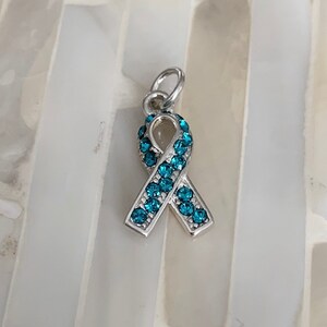 Teal Awareness Ribbon Charm- Ovarian Cancer- Cervical Cancer- OCD ...
