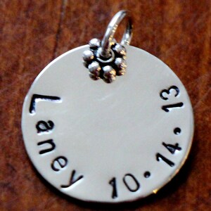 Personalized Name Charm- Hand Stamped- Sterling Silver- Childs Name ...