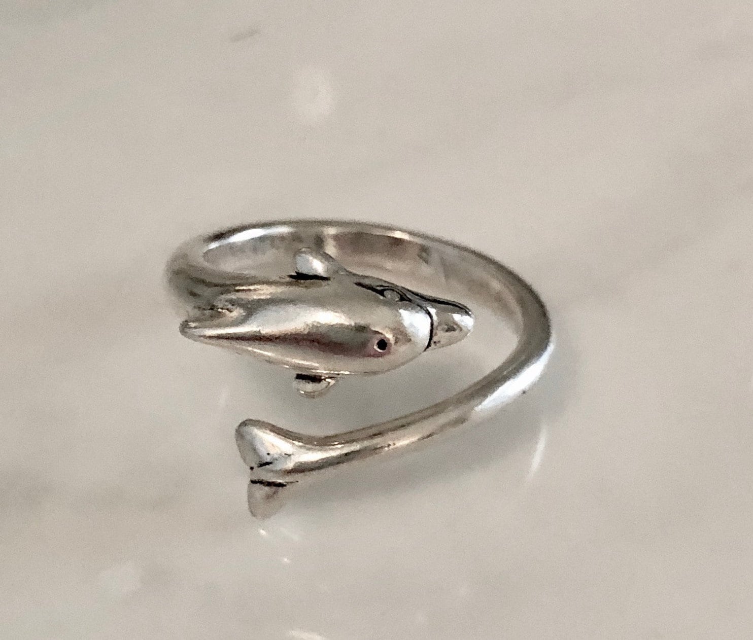 Dolphin Adjustable Ring-sterling Silver-beach Jewelry Ocean - Etsy
