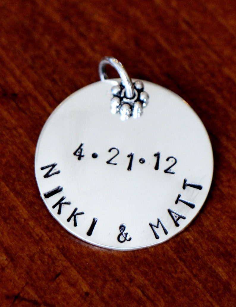 Personalized Name Date Charm-hand Stamped Sterling Silver | Etsy