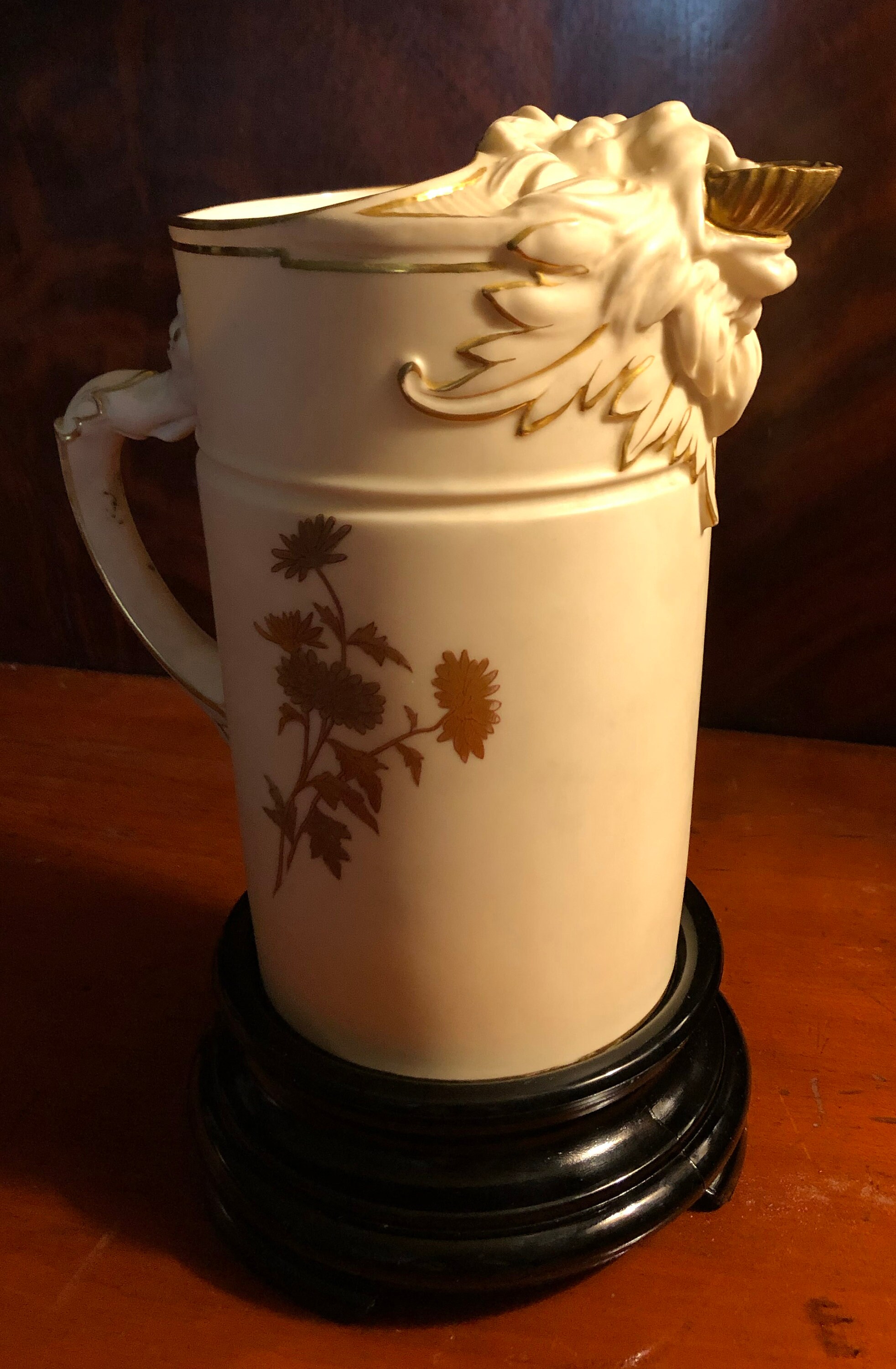 Royal Worcester, England 1888 Porcelain Lion Pitcher With Glass Display ...