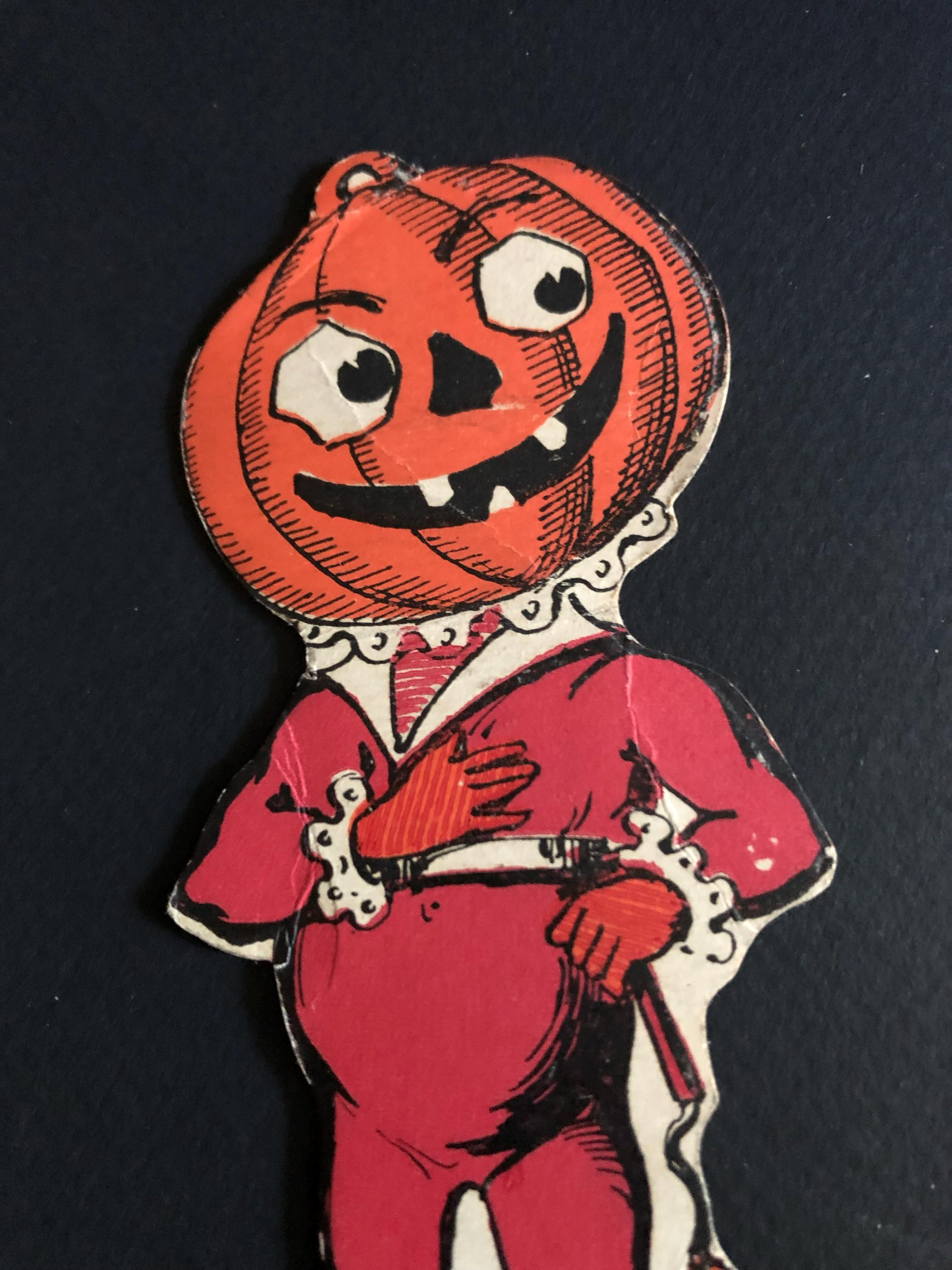 Beistle Marked OLD Original Halloween Stand-up JOL and Cat, 5.25" Fine ...