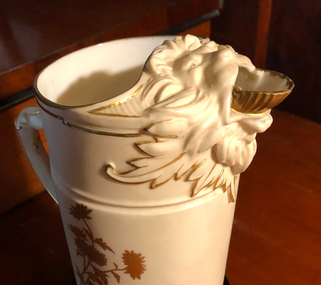 Royal Worcester, England 1888 Porcelain Lion Pitcher With Glass Display ...