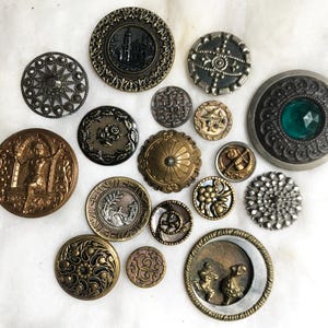 Antique Buttons Group of 17, Metals, Beautiful and Collectible - Etsy