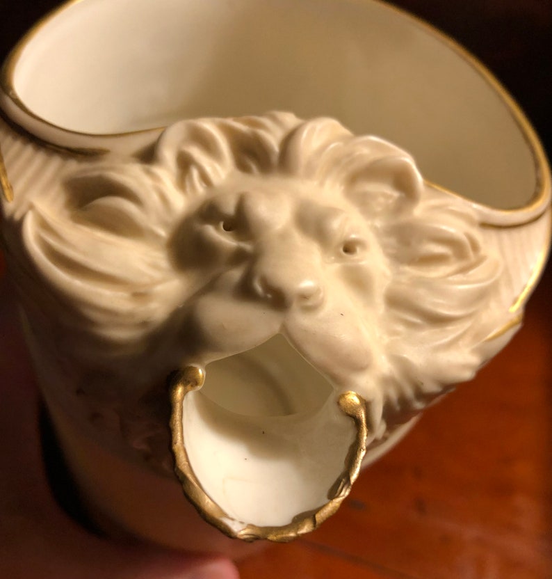 Royal Worcester, England 1888 Porcelain Lion Pitcher With Glass Display ...