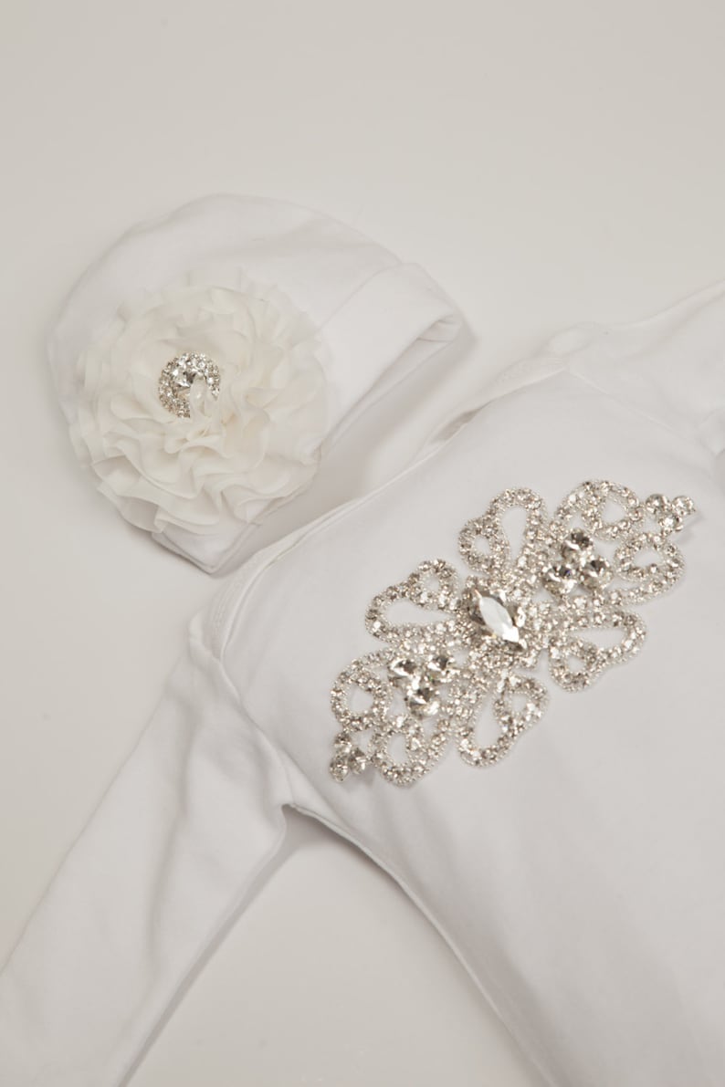 Infant Baby Layette White Cotton Baby Gown With Chiffon and Large ...