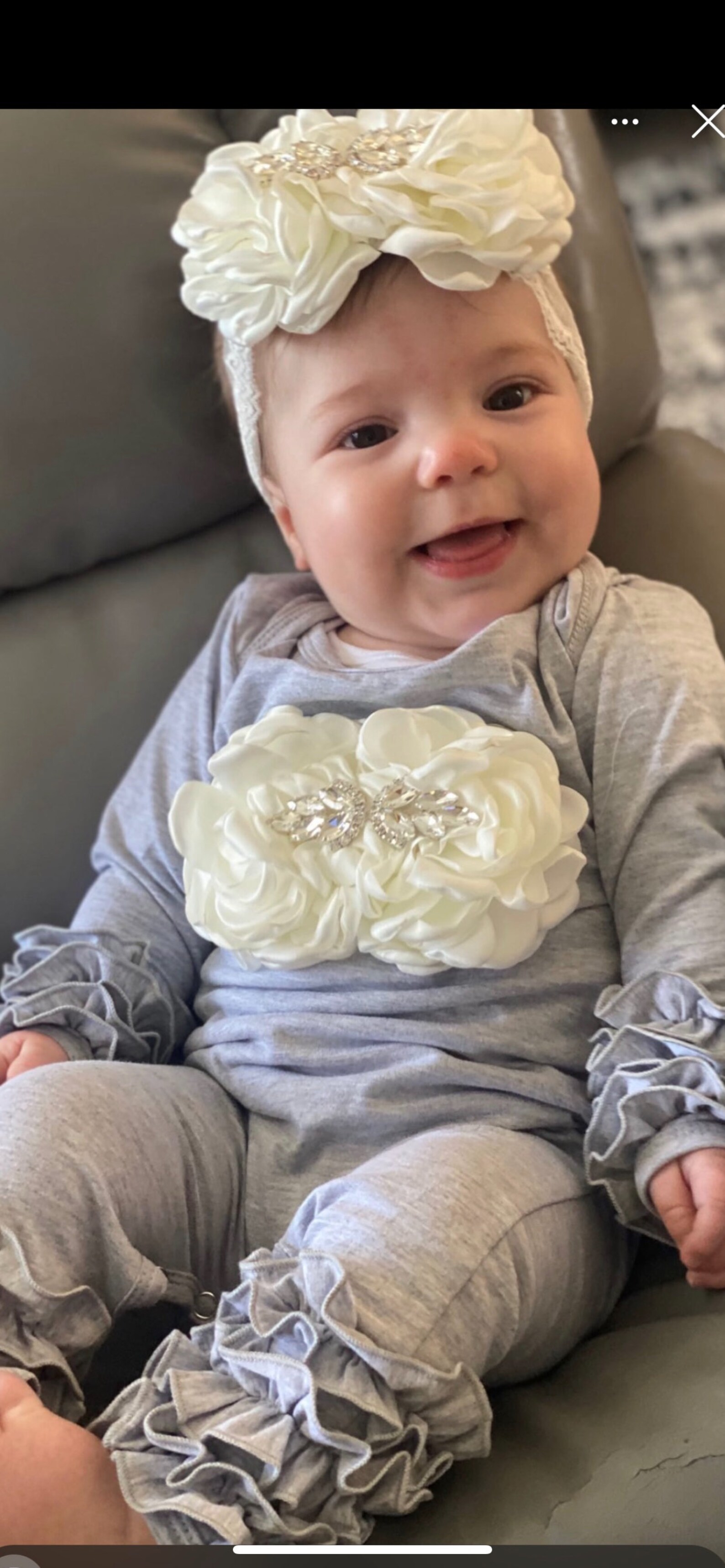 Baby Girl Ruffle Grey Infant Cotton Baby Romper Ruffle Romper | Etsy