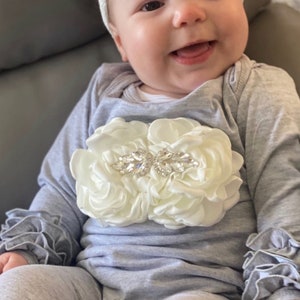 Baby Girl Ruffle Grey Infant Cotton Baby Romper Ruffle Romper With ...