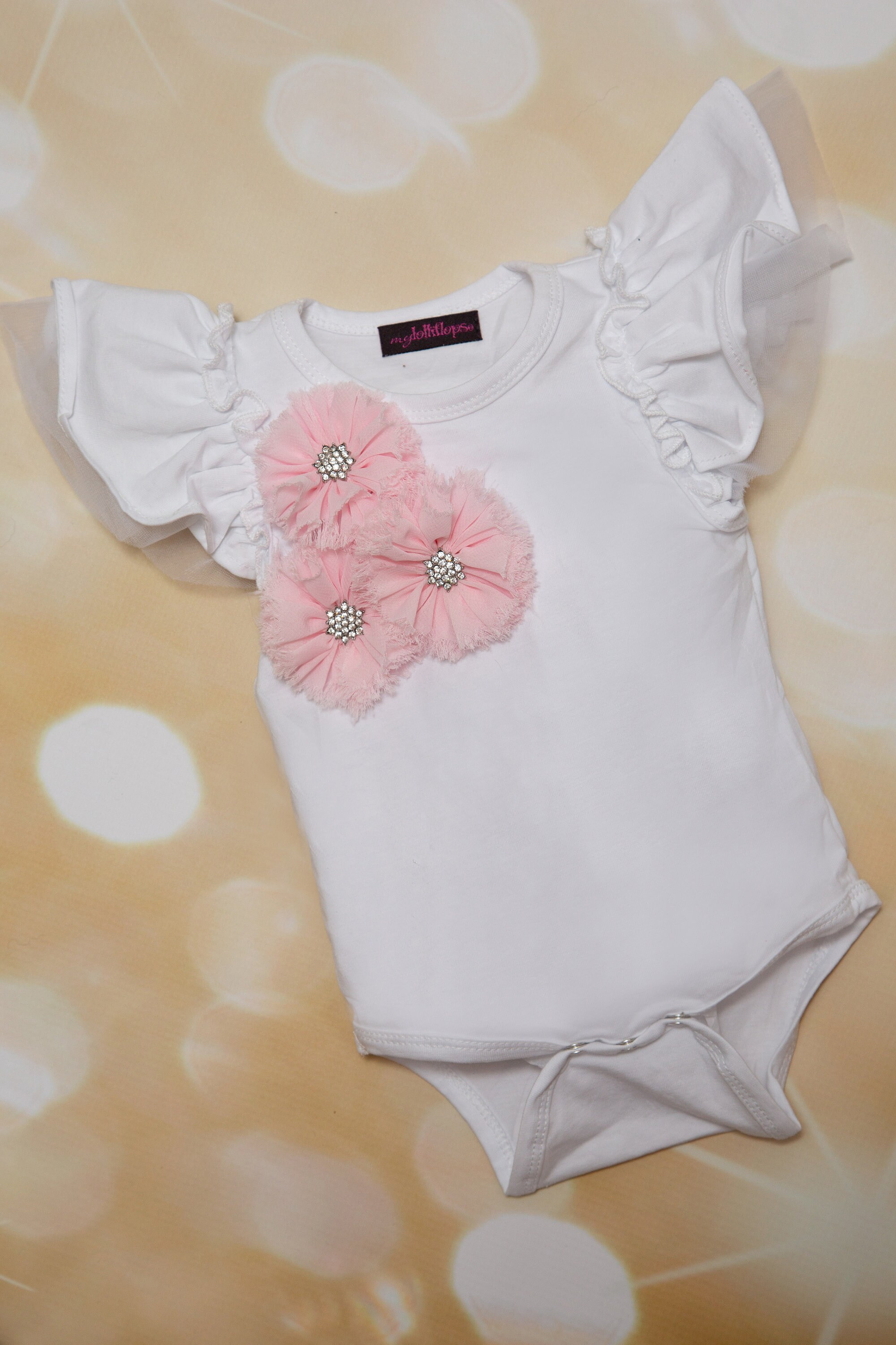 Baby Girl Cotton White One Piece with Butterfly sleves and | Etsy