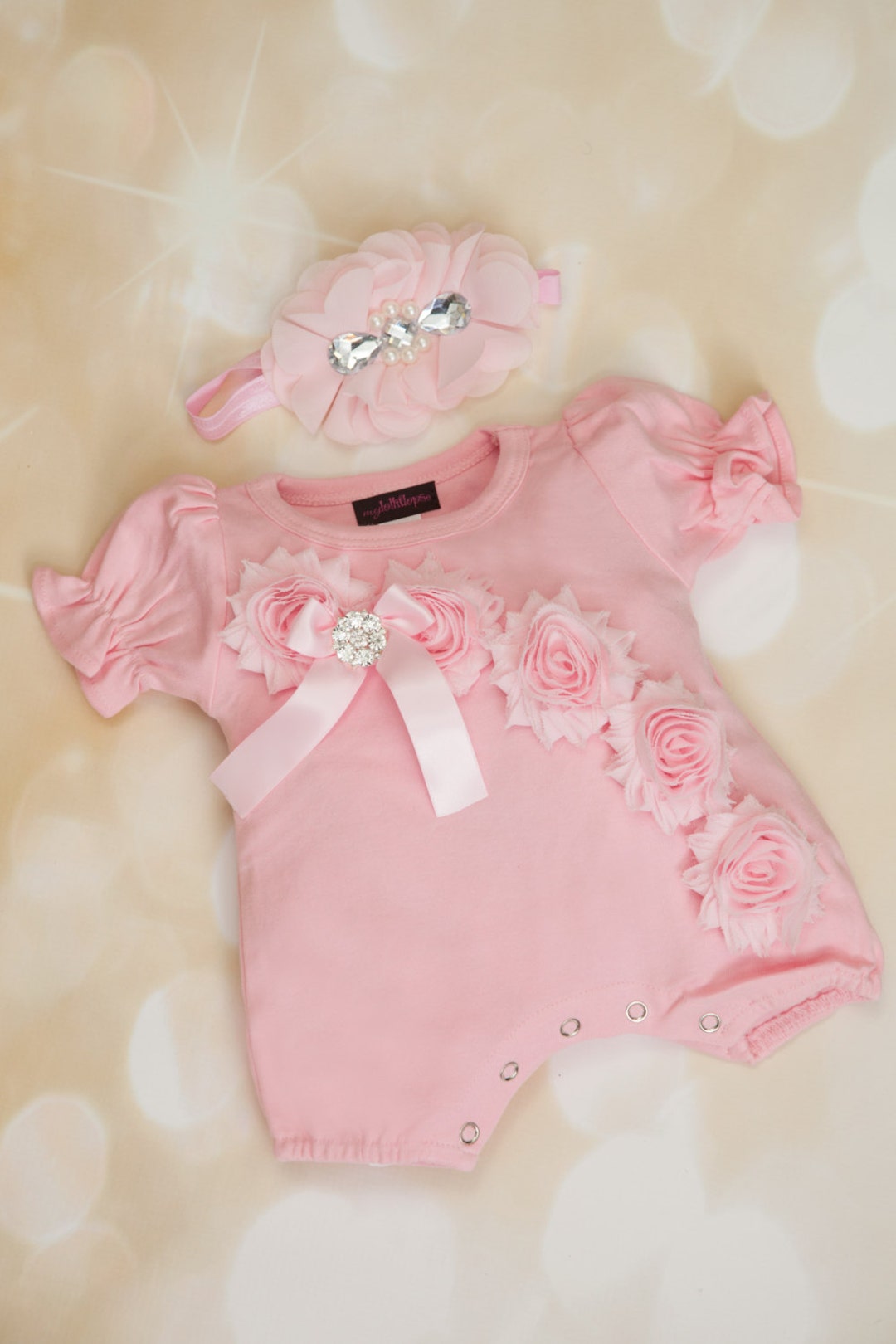 Pink Baby Girl Romper Set Infant One Piece Set Bubble Romper With ...
